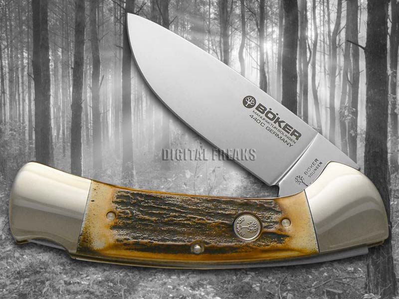 BOKER TREE BRAND Genuine Deer Stag Folding Hunter Pocket Knives Knife | eBay